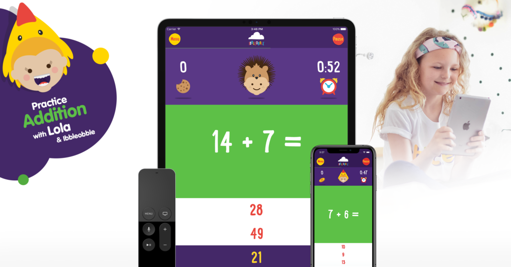 Addition practice game for Grade 1 - Grade 2 early learners - Ibbleobble®